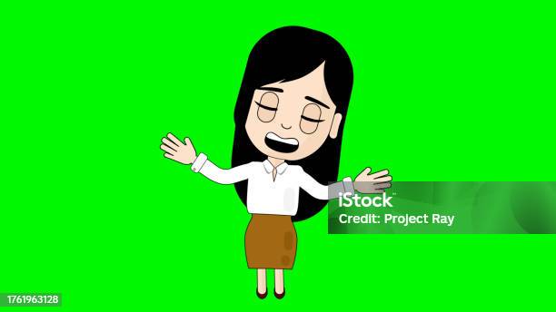 Woman Singing And Dancing Cartoon Character Alpha Avatar Stock