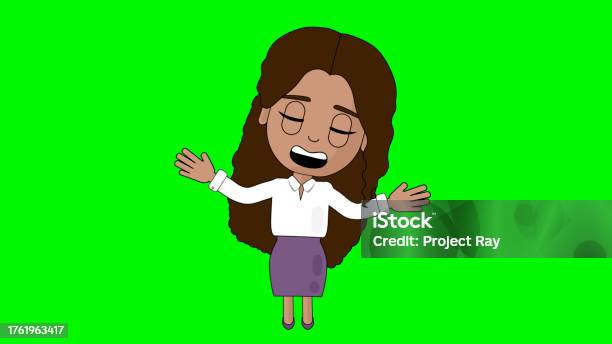 Woman Singing And Dancing Cartoon Character Alpha Avatar Stock
