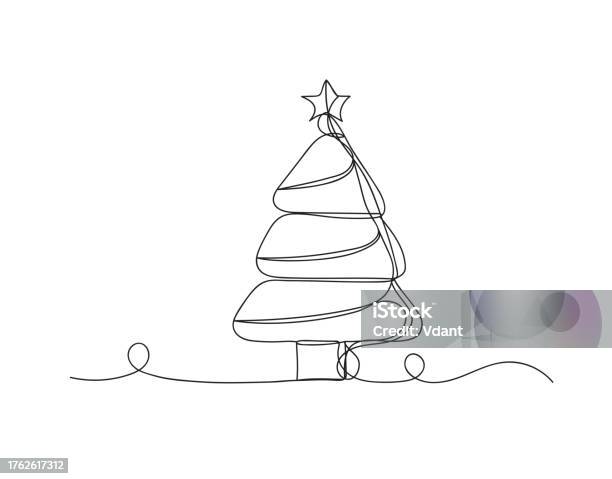 Illustration Vectorielle Continue Dicône Darbre De Noël Dune Ligne ... Illustration Vectorielle Continue Dicône Darbre De Noël Dune Ligne ...