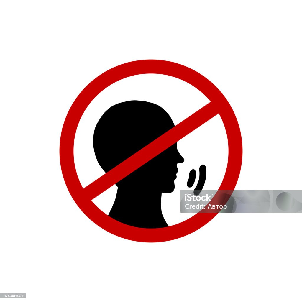 Stop Talking Vector Sign On White Background Red Prohibition Sign On ... Stop Talking Vector Sign On White Background Red Prohibition Sign On ...