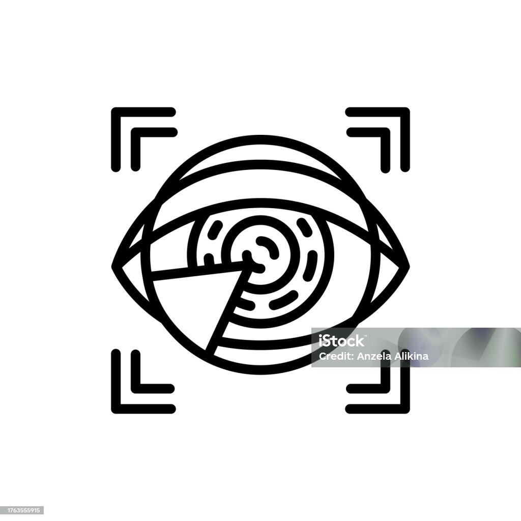 Eye Identification Color Line Icon Id And Verifying Person Stock