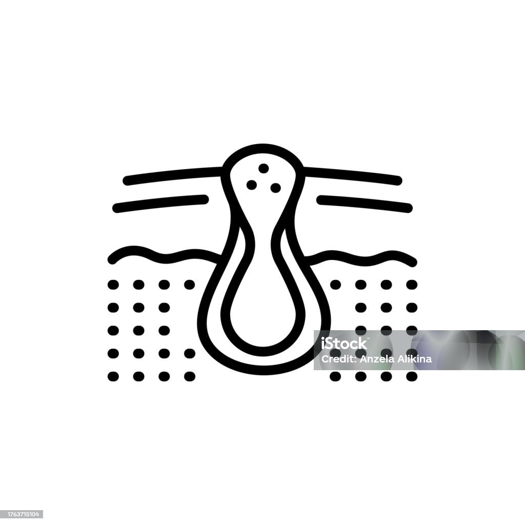 Blackhead Black Line Icon Dermatology Disease Stock Illustration