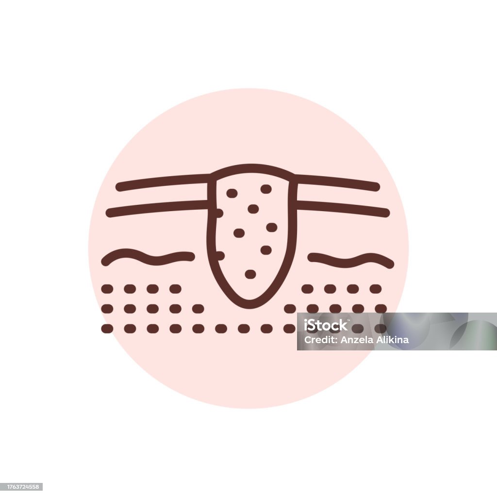 Skin Cancer Black Line Icon Dermatology Disease Stock Illustration