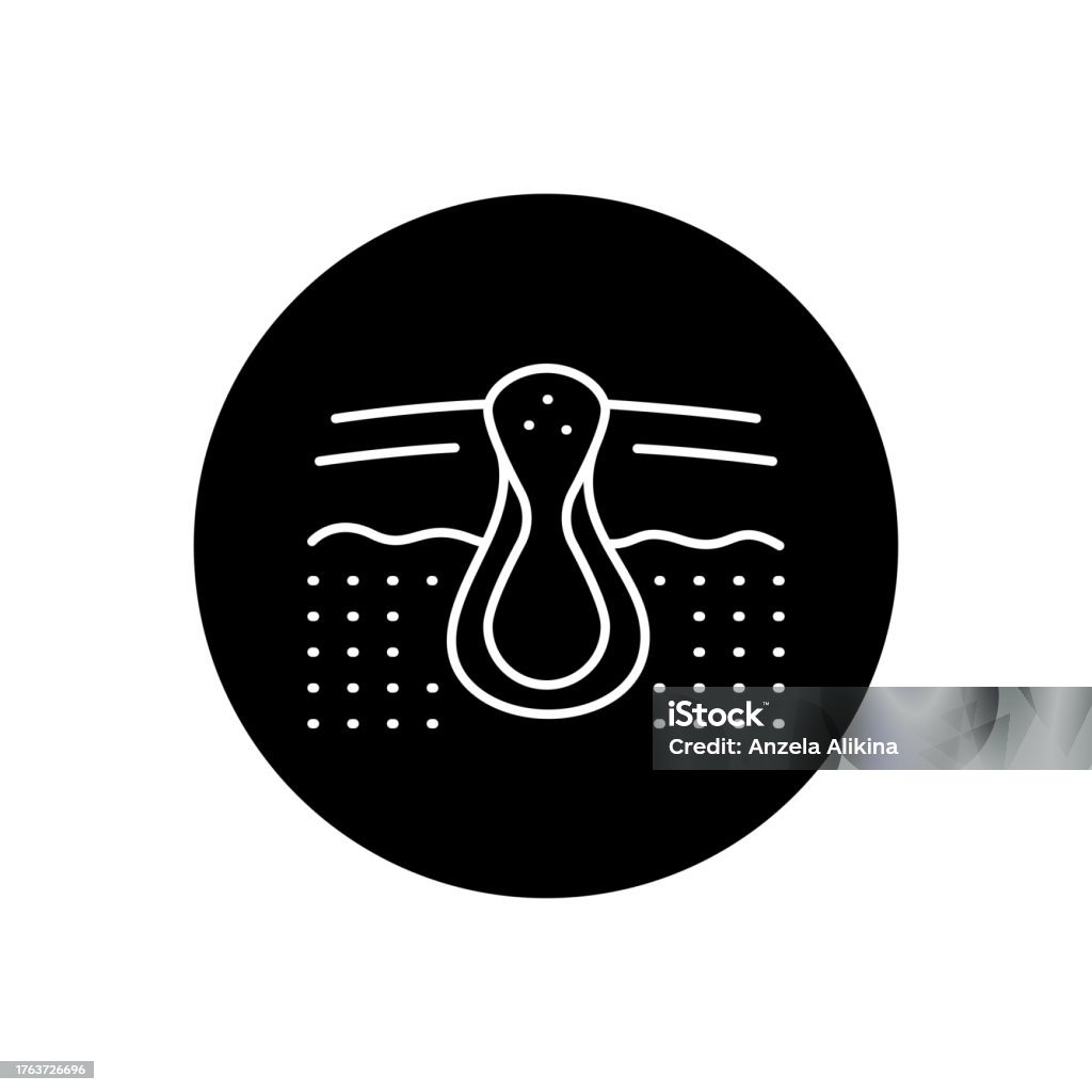 Blackhead Black Line Icon Dermatology Disease Stock Illustration