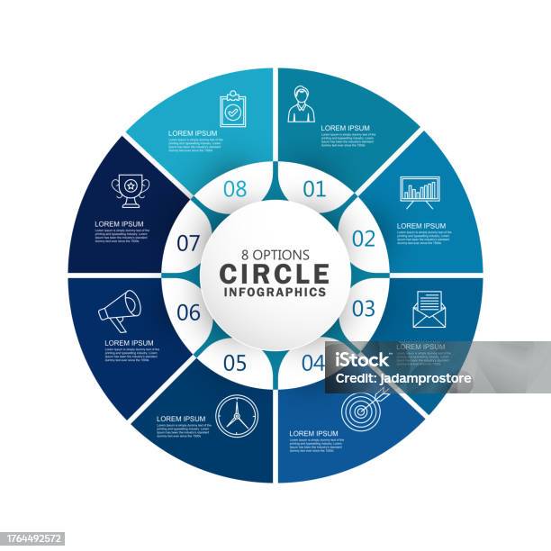 Circle Diagram Vector Infographic Presentation Template Chart 8 Options