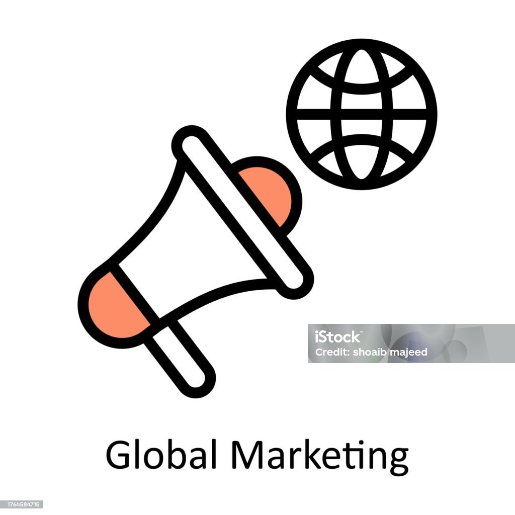 Global Marketing Vector Filled Outline Design Illustration Symbol On