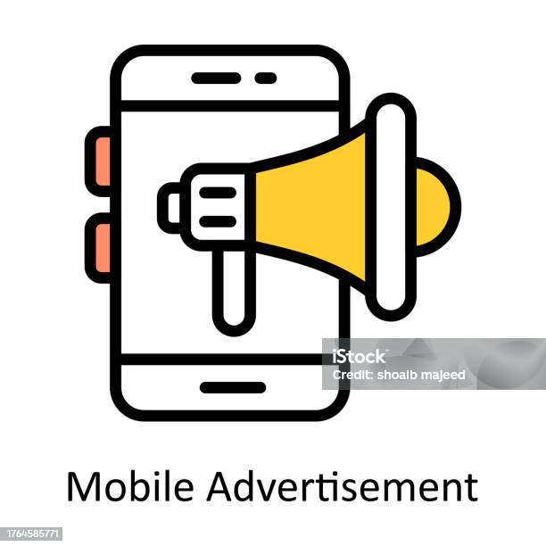Mobile Advertisement Vector Filled Outline Design Illustration Symbol