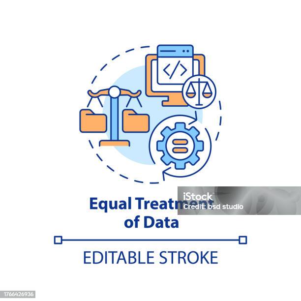 2d Thin Linear Icon Equal Treatment Of Data Concept Stock Illustration