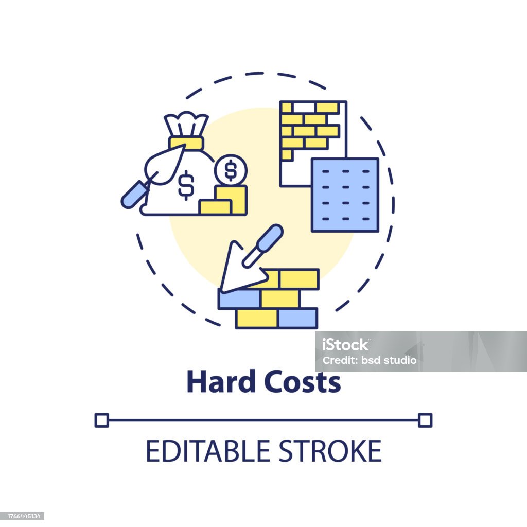 2d Thin Linear Icon Hard Costs Concept Stock Illustration Download