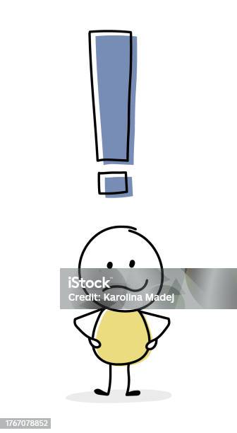 Contemplation De Stickman Avec Symbole De Point Dexclamation Vecteur