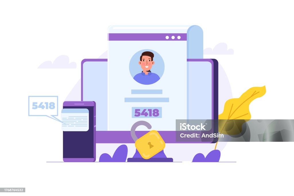 Two Factor Authentication Password Secure Notice Concept Vector