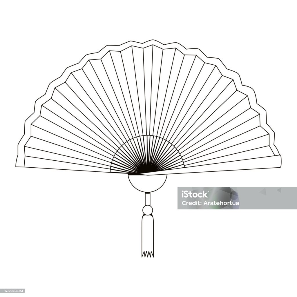 Vector Chinese Traditional Paper Fan Art Deco Illustration Isolated ... Vector Chinese Traditional Paper Fan Art Deco Illustration Isolated ...