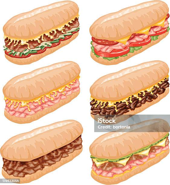 Submarine Sandwich Icon Set向量圖形及更多小麵包圖片 小麵包 潛水艇三文治 三文治 Istock
