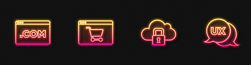 Set Garis Kunci Komputasi Awan Desain Ui Atau Ux Belanja Online Di
