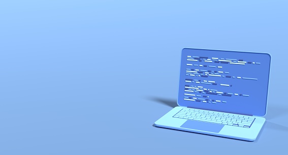 3d Laptop And Program Code Development Web Coding Concept Coding Screen