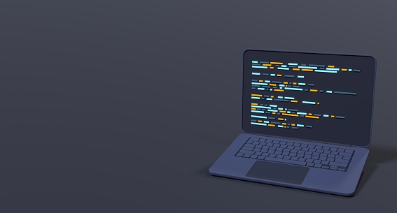 3d Laptop And Program Code Development Web Coding Concept Coding Screen 3d Rendering 3d