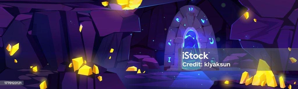 Underground Mine Cave Game Cartoon Illustration Stock Illustration