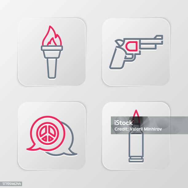 Set Garis Peluru Perdamaian Pistol Atau Pistol Dan Ikon Api Obor Vektor ... Set Garis Peluru Perdamaian Pistol Atau Pistol Dan Ikon Api Obor Vektor ...