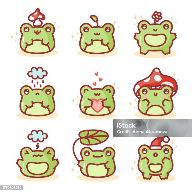 Ilustración De Conjunto Vectorial De Ranas Lindas De Dibujos Animados Colección De Lindas