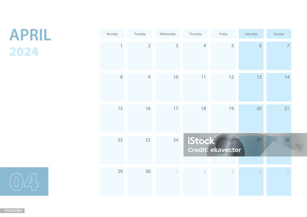 Modèle De Calendrier Pour Le Mois Davril 2024 La Semaine Commence Le ... Modèle De Calendrier Pour Le Mois Davril 2024 La Semaine Commence Le ...
