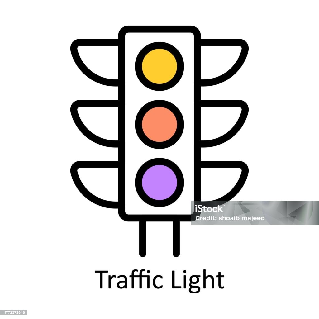 Traffic Light Vector Filled Outline Design Illustration Symbol On White