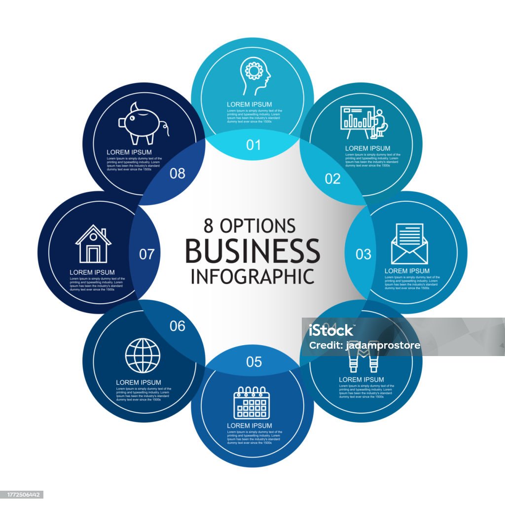 Circle Diagram Vector Infographic Presentation Template Chart 8 Options
