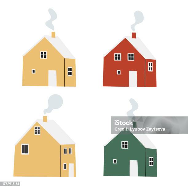 Ensemble De Clipart De Paysage Enneigé Dhiver Illustration Vectorielle