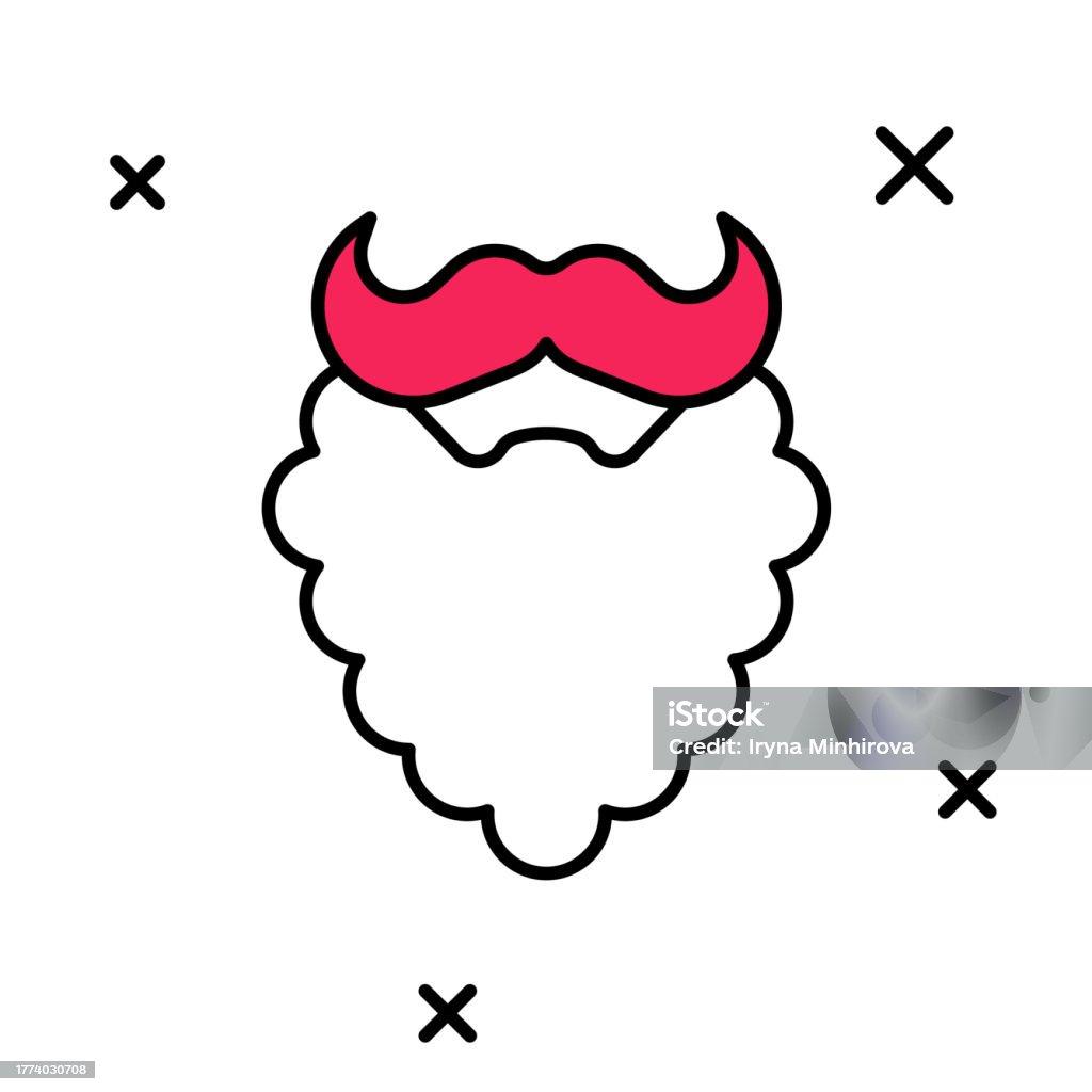 Contour Rempli Moustache Et Icône De Barbe Isolée Sur Fond Blanc