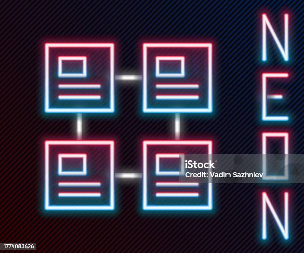 Ligne Néon Incandescente Icône Dinfographie Du Graphique Organigramme