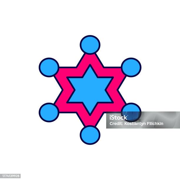 Contour Rempli Icône De Shérif Hexagramme Isolée Sur Fond Blanc Icône