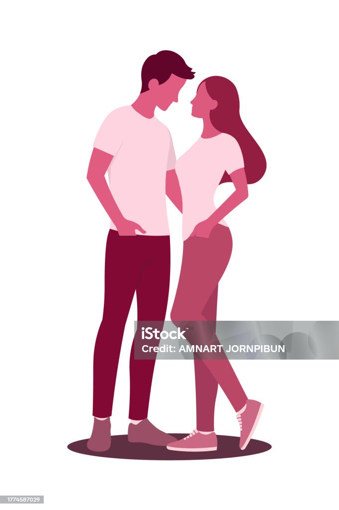 Silhouette De Personnes Tombant Amoureuses Couple Hommes Et Femmes