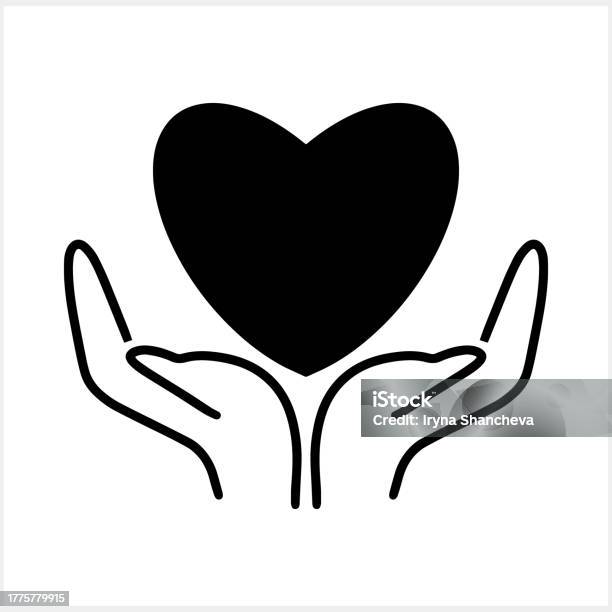 Main Avec Icône De Coeur Symbole Damour Pochoir Clipart Vector