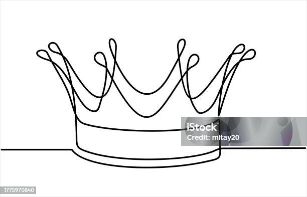 Un Dessin Au Trait Dun Objet Vectoriel Isolé Couronne Dessin Continu