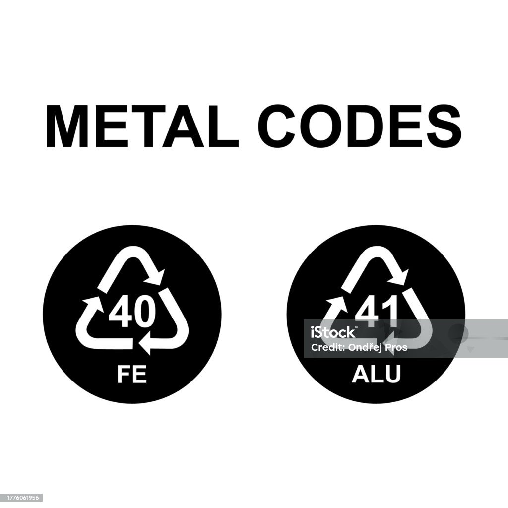 Ensemble De Symboles De Métaux Signe De Recyclage Écologique Isolé Sur