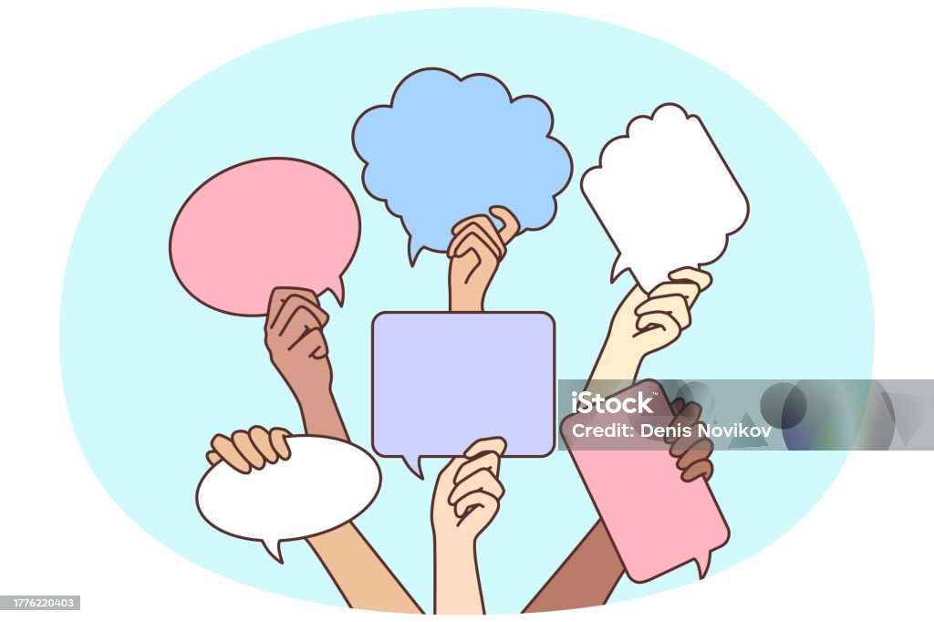 Diverse People Hands With Speech Balloons Stock Illustration - Download ... Diverse People Hands With Speech Balloons Stock Illustration - Download ...