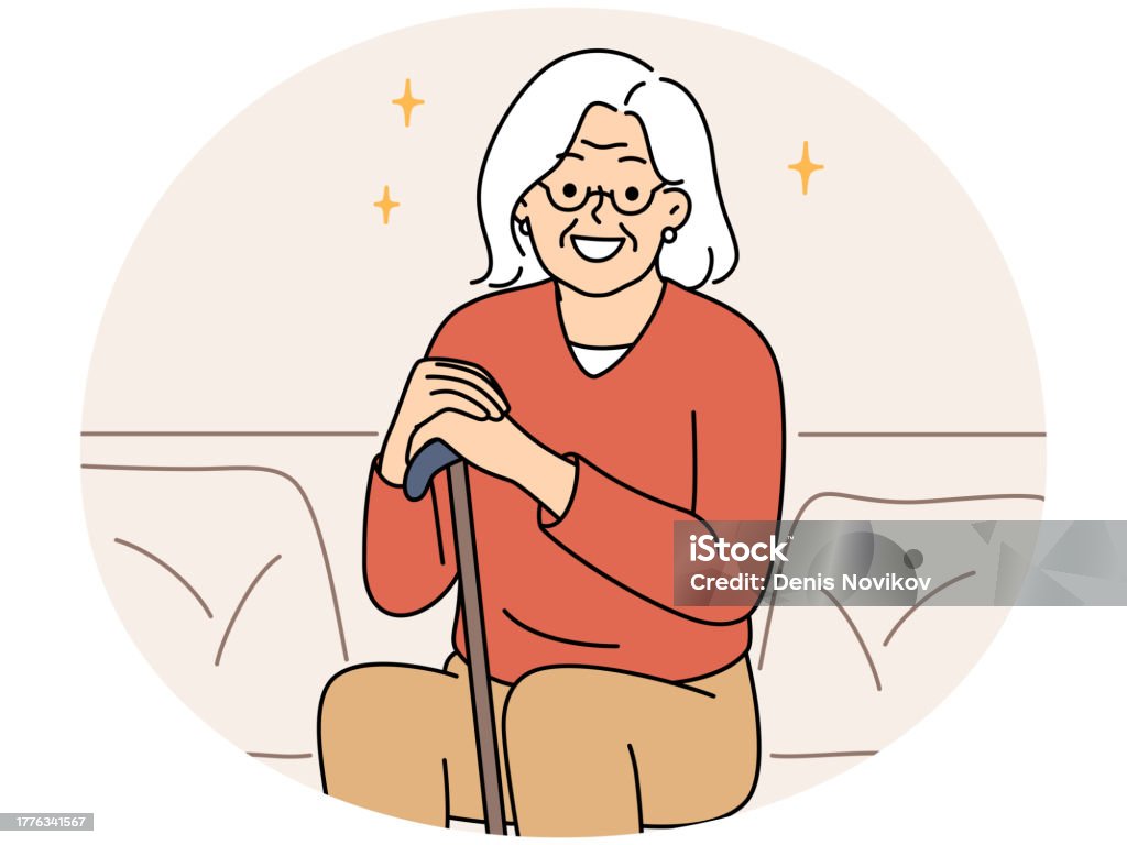 Smiling Elderly Grandmother Sit On Sofa Stock Illustration Download