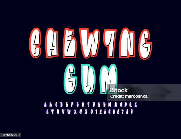 Font Panjang Grafiti Alfabet Komik Dalam Gaya Kartun Huruf Besar Dan