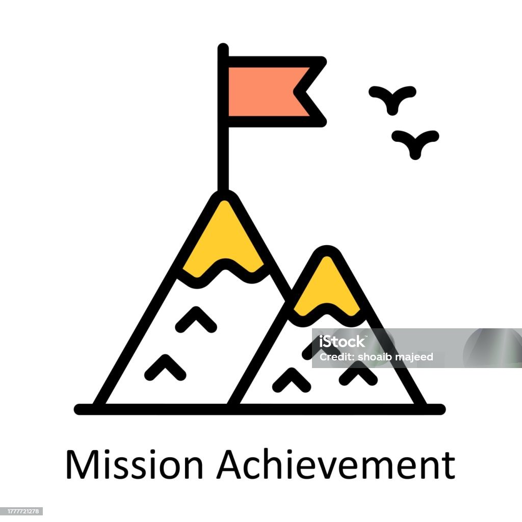 Mission Achievement Vector Filled Outline Design Illustration Symbol On