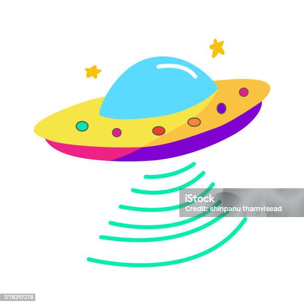 Dessin Animé Dovni Volant Mignon Vaisseau Spatial Extraterrestre