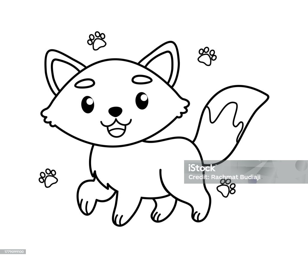 Vector Hand Drawn Fox Outline Illustration Stock Illustration Download Image Now Abstract
