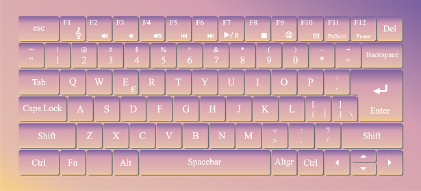 Vetores De Vetor Moderno Qwerty Keyboard Layout Stencil Corte Fundo