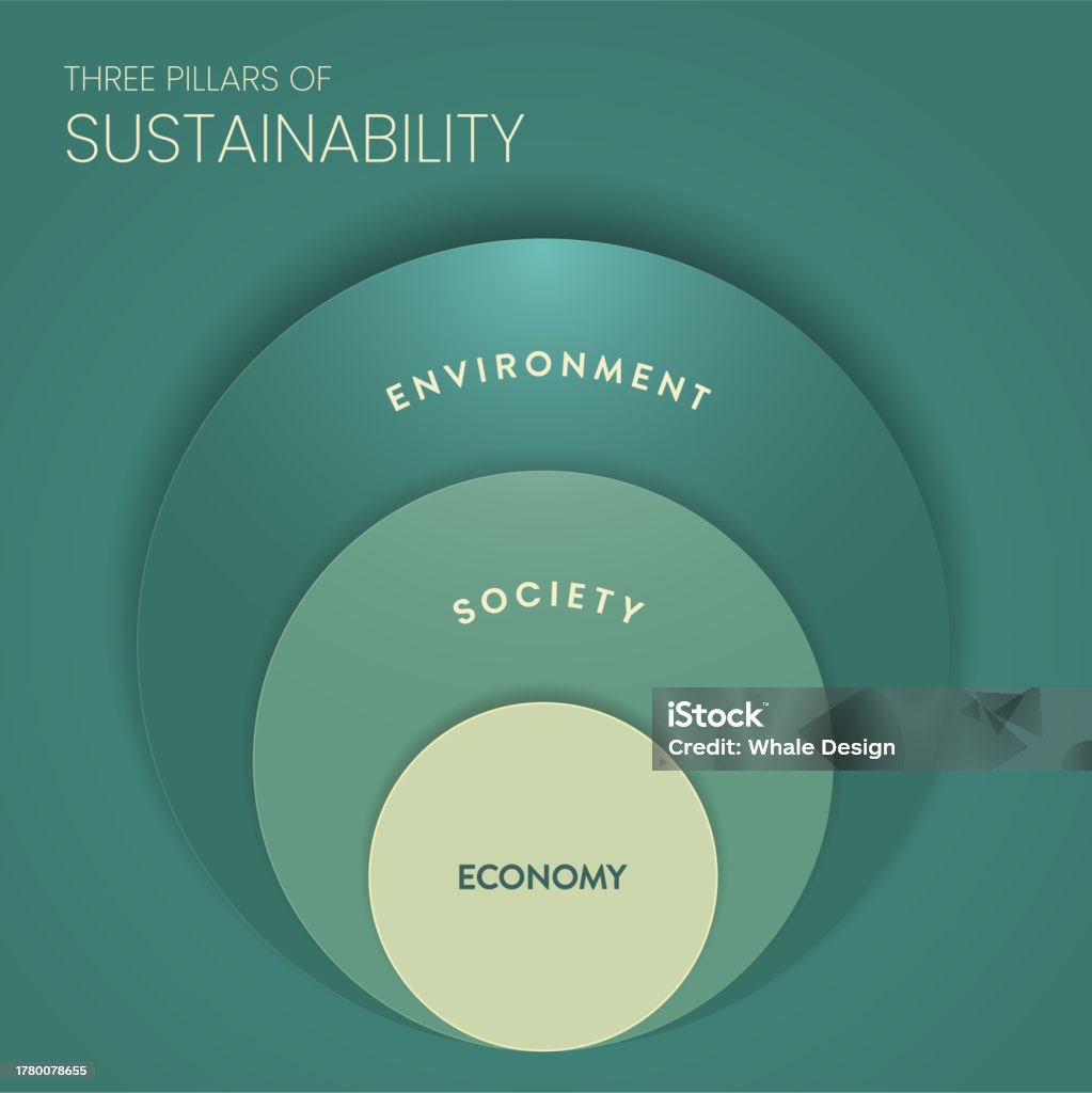 Three Pillars Of Sustainable Development Framework Diagram Chart