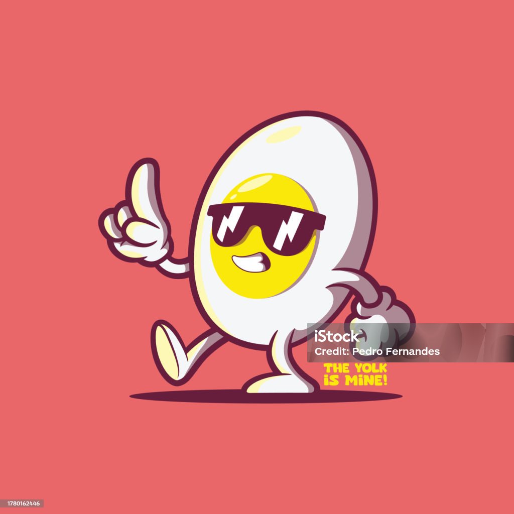 Fried Egg Character With Sunglasses Vector Illustration Stock