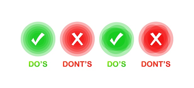 Dos And Donts Icons Color Tick And Cross Dos Icon Donts Sign Vector ... Dos And Donts Icons Color Tick And Cross Dos Icon Donts Sign Vector ...