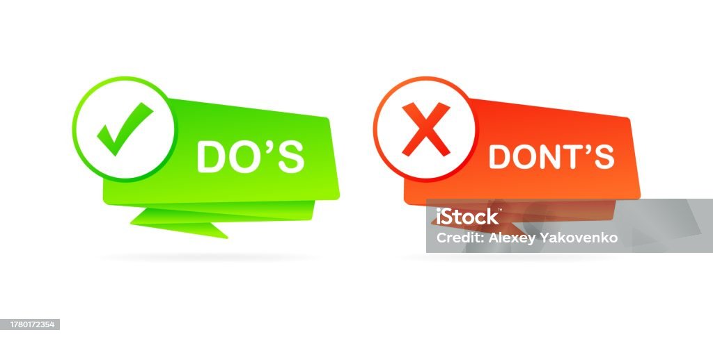 Dos And Donts Icons Color Dos Icon Donts Sign Tick And Cross Vector ... Dos And Donts Icons Color Dos Icon Donts Sign Tick And Cross Vector ...