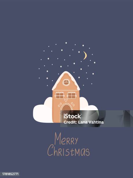 Kartu Ucapan Rumah Roti Jahe Kartu Ucapan Natal Ilustrasi Stok Unduh