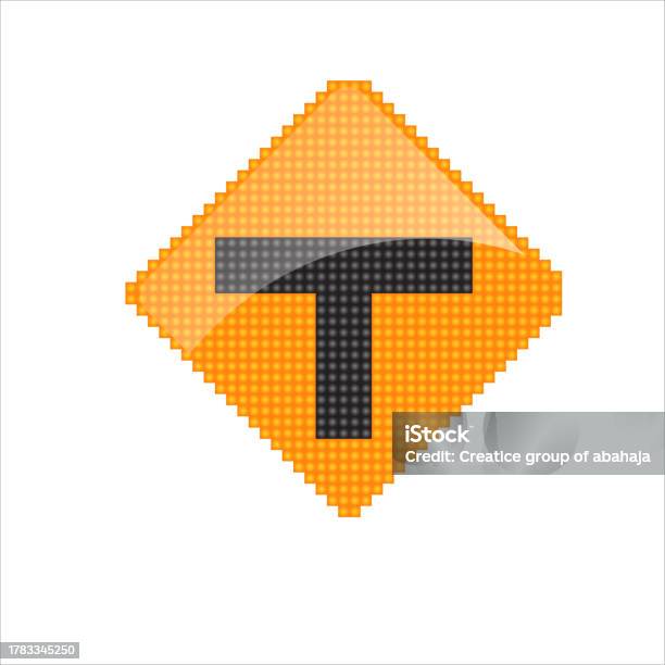 Illustration Vectorielle Pixel Art De Panneau Davertissement