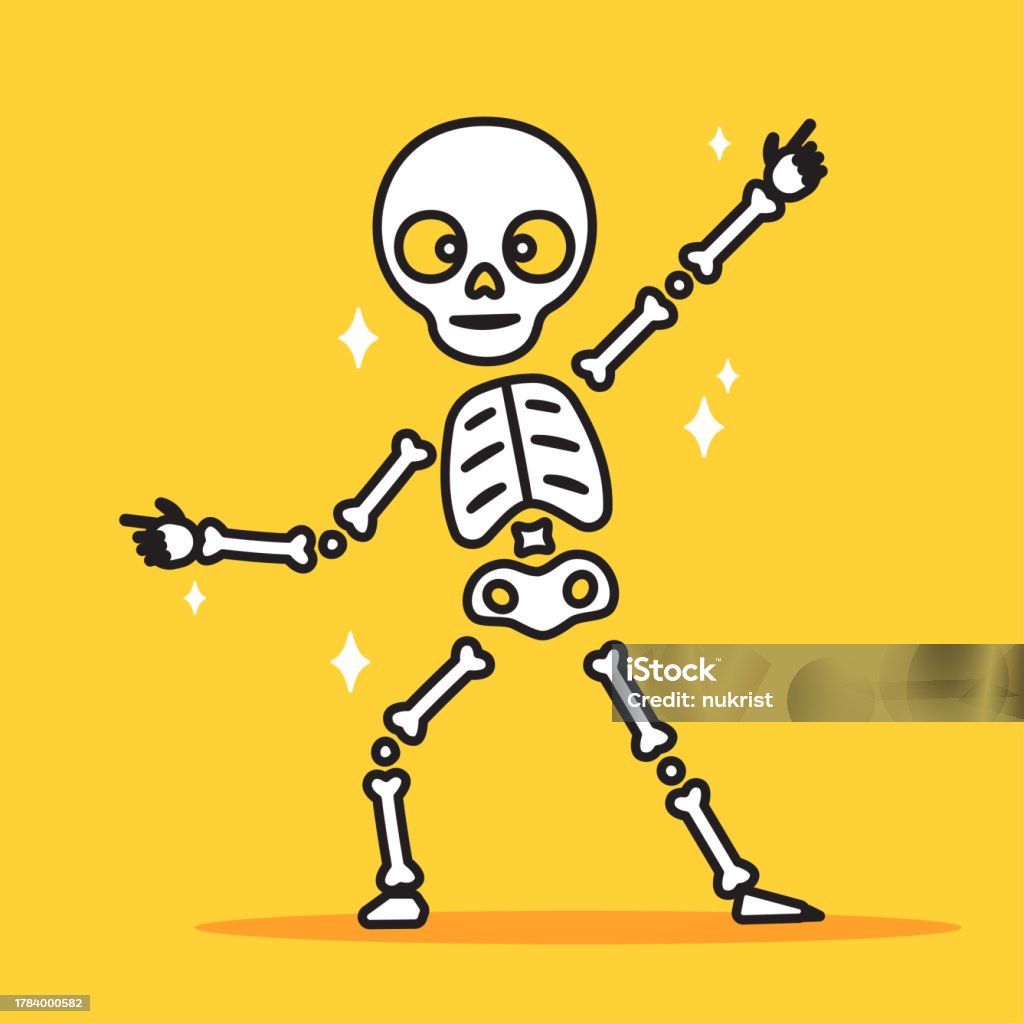 An Illustration Of A Funny Skeleton A Dancing Skeleton Stock