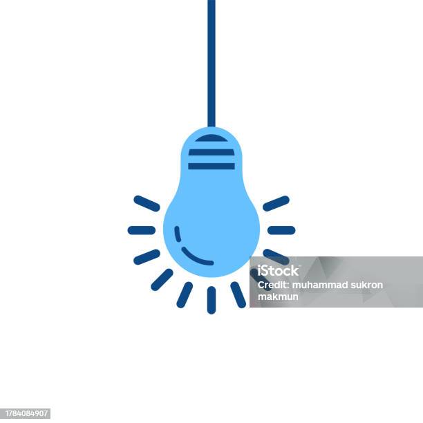 Ampoule Bleue Accrochée À Un Fil Dessin Animé Plat Tendance Moderne
