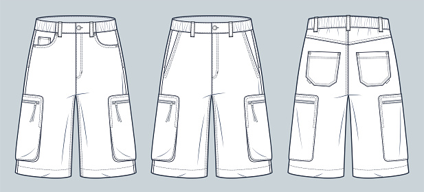 Illustration De Mode Technique De Short Cargo Modèle De Dessin